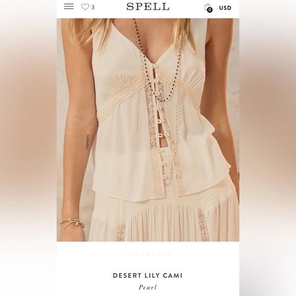 Spell | Tops | Iso Spell Desert Lily Cami In Pearl | Poshmark